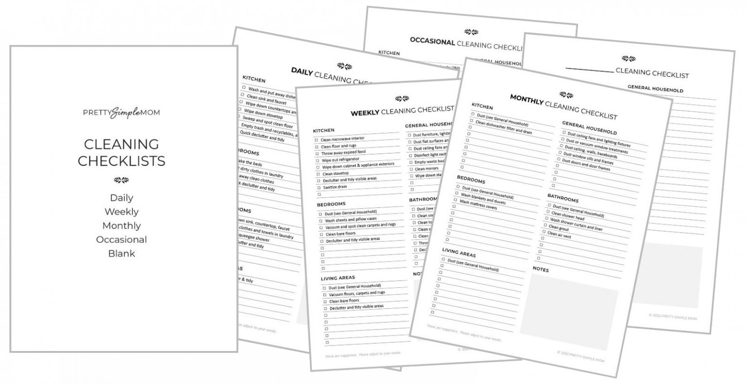 Daily, Weekly & Monthly Cleaning Checklists + Free Printable PDFs ...