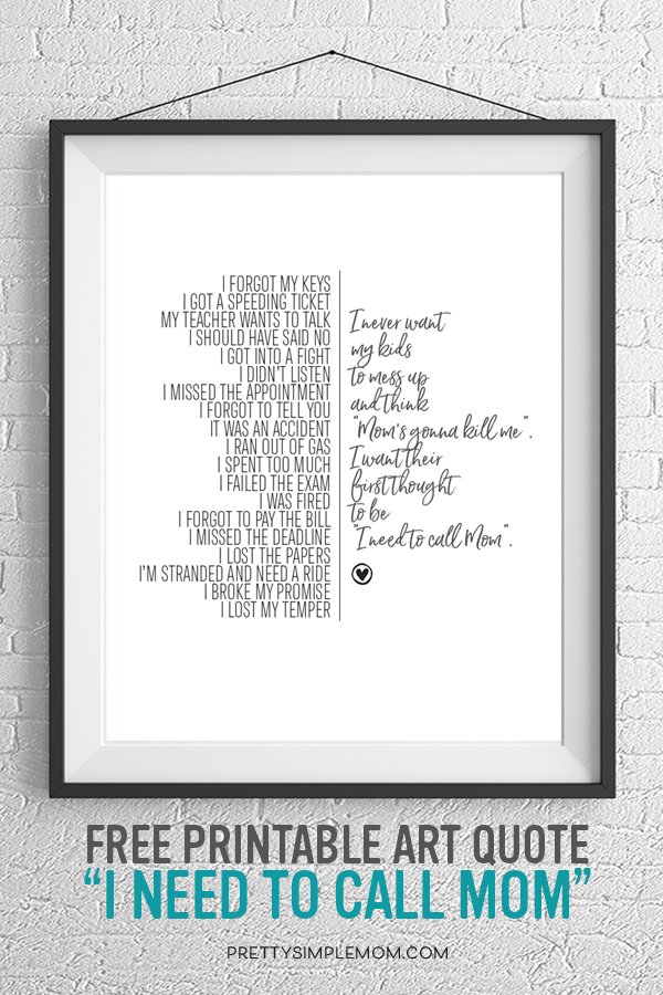 "I Need to Call Mom" - Printable Art | Pretty Simple Mom